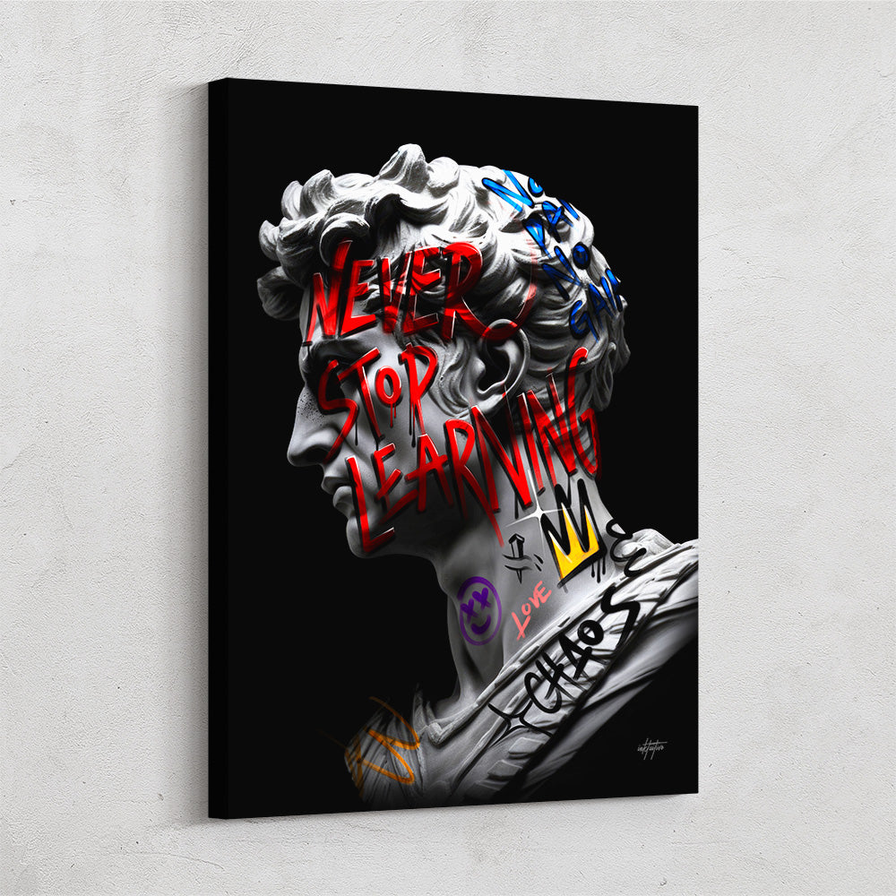Never Stop Learning Graffiti Canvas Art – Inktuitive