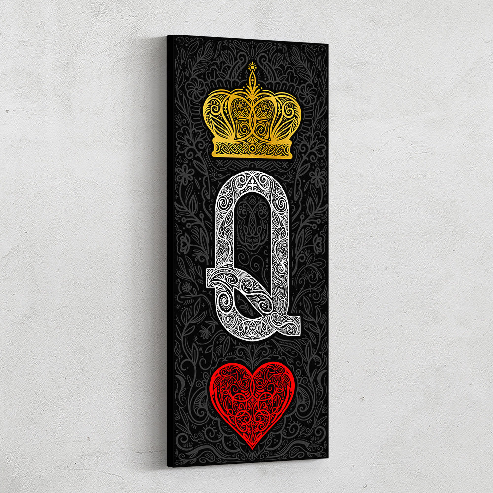 Ornate Queen Canvas Art | Queen of Hearts Wall Decor | Inktuitive