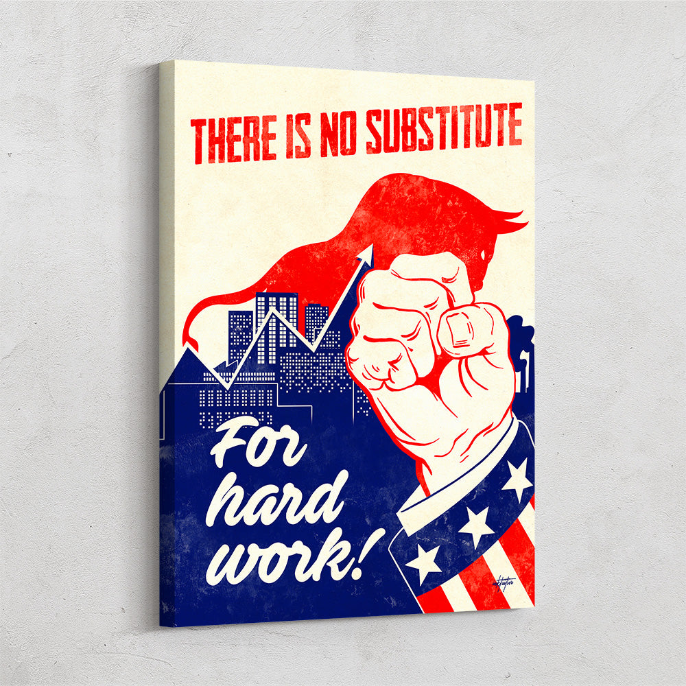 "Hard Work" Canvas Art - Inspiring Propaganda-Style Wall Decor for ...