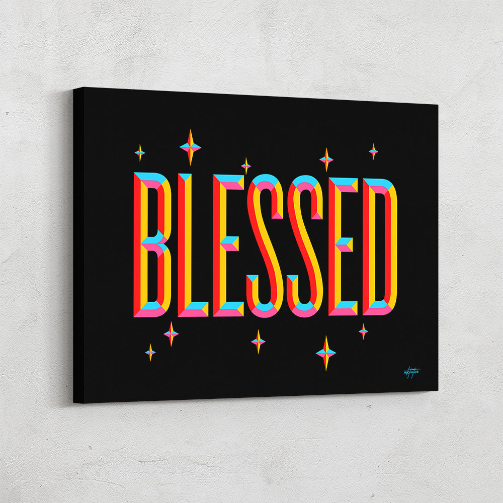 BLESSED: Beautiful shimmering Inspirational Canvas Art – Inktuitive